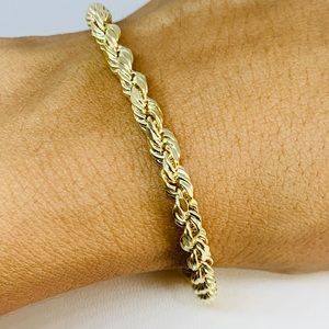 Accessories | 1k Gold Mens Rope Bracelet 5mm 9 | Poshmark